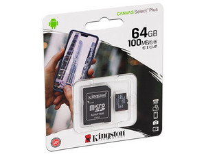 Memoria Kingston Canvas Select Plus MicroSDXC UHS-I U1 V10 A1 de 64GB, Clase 10. | pcel.com