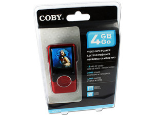 Reproductor Coby de Video, MP3 y Radio FM de 4GB. Color Rojo
