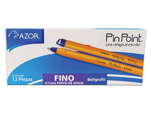 Bolígrafo Azor Pin Point, 0.7 mm, 12 Piezas. Color Azul. | pcel.com