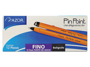 Bolígrafo Azor Pin Point, 0.7 mm, 12 Piezas. Color Negro. | pcel.com