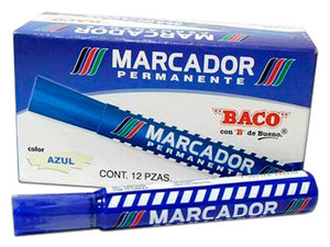 Marcador BACO MR012, Permanente, Plástico, 12 pzas, Color Azul. | pcel.com