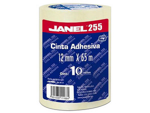 Cinta Adhesiva Janel 255 de 12mm x 65m, transparente. Paquete con 10 ...