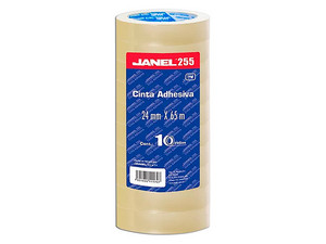 Cinta Adhesiva Janel, 24mm x 65m, paquete con 10 piezas. | pcel.com