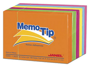 Notas Adhesivas Janel Memo Tip 2x3", Colores Neón. | pcel.com