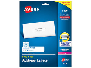 Paquete de etiquetas Avery 5261 con 500 etiquetas de 1" x 4". Color ...