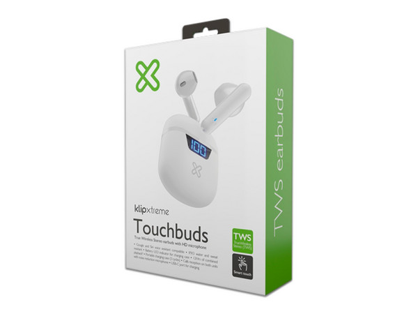 Audífonos Inalámbricos Klip Xtreme Touchbuds KTE-006WH, Bluetooth, Respuesta de 20-20kHz, TWS ...