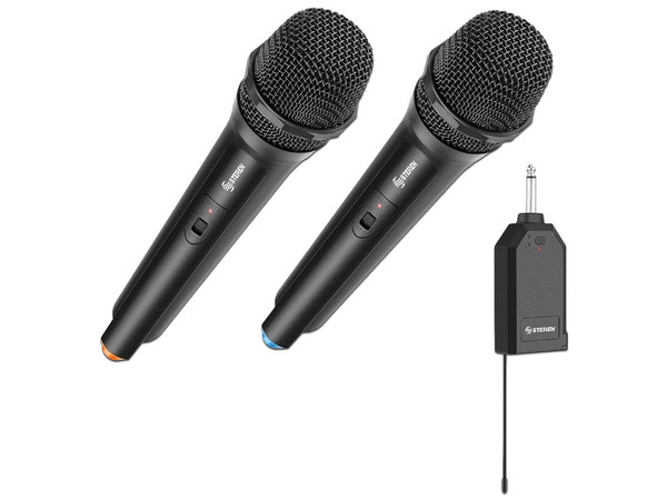 Kit de 2 Micrófonos Inalámbricos Steren Con Receptor VHF, 6.3mm ...