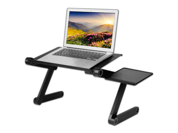 Base Soporte Para Laptop Aktion 4003 Ergonómico Y Ajustable, Color Negro.