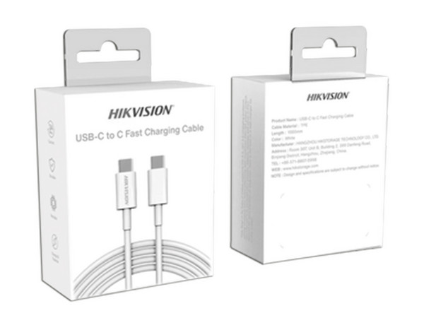 Cable Hikvision USB-C (M-M), 1m. Color Blanco.