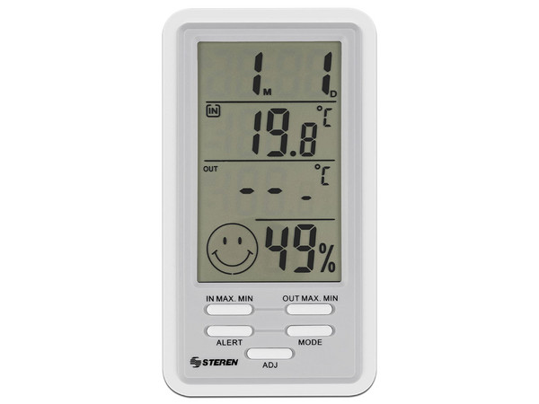 Termómetro digital para interior y exterior Steren con sensor de humedad.