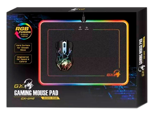Mouse Pad Genius GX-Pad 600H, Superficie Rigida, Iluminacion RGB, USB.