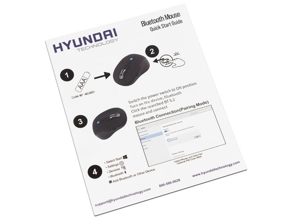 Mouse Óptico Inalámbrico Hyundai, Bluetooth, Color Gris.