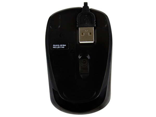 Mini Mouse Logitech M125 Óptico, retráctil USB. Color Negro