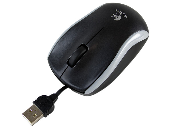 Mini Mouse Logitech M125 Óptico, retráctil USB. Color Negro