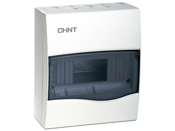 Caja de plástico libre de halogenos CHINT, distribución de cables para sobreponer, IP40, 36 módulos.