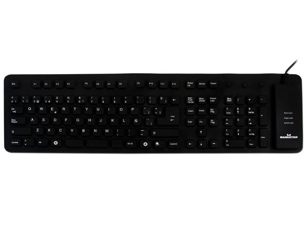 Teclado Manhattan Flexible Compacto, USB. Color Negro