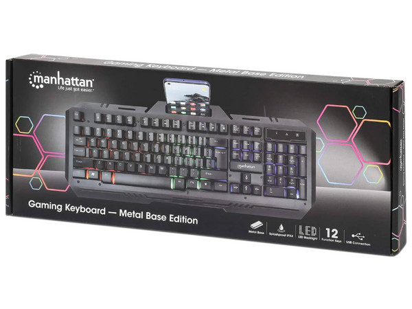 Teclado Gamer MANHATTAN LED, Panel metálico para celular, Iluminación ...