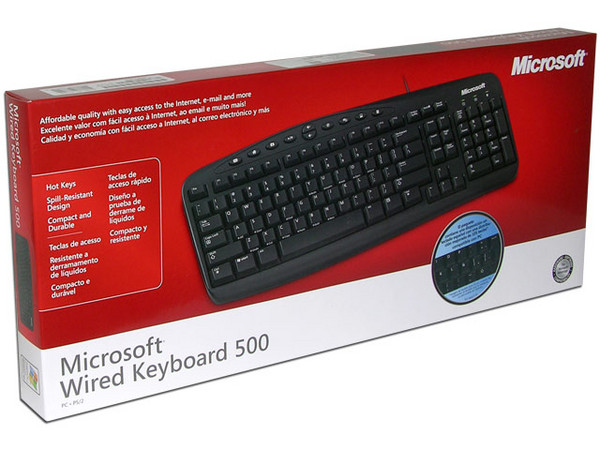 Teclado Microsoft Wired Keyboard 500, PS/2, color negro
