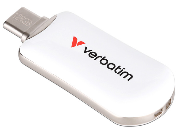 Memoria USB-C Verbatim Plectra 128GB, color blanco.