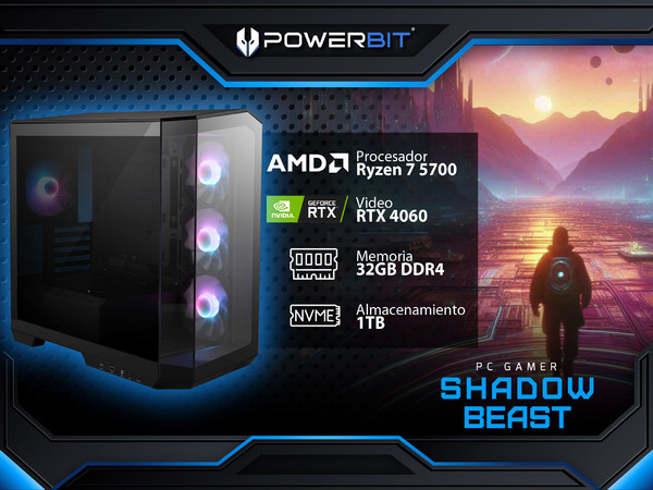PC Gamer Powerbit Shadow Beast: Procesador AMD Ryzen 7 5700 (hasta 4.6 ...