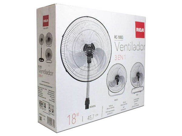 Ventilador Oscilatorio RCA RC-18B3 3 en 1, Aluminio, Color Negro.