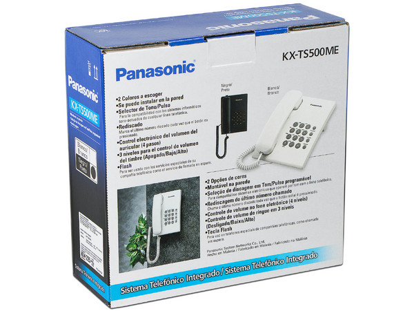 Teléfono Alámbrico Panasonic KX-TS500, Básico, una Linea, sin Memorias, Color Negro.