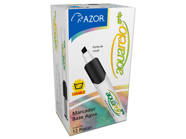 Marcador Azor Aquarelo Grip, Punta Cincel, caja con 12 Piezas, Color ...
