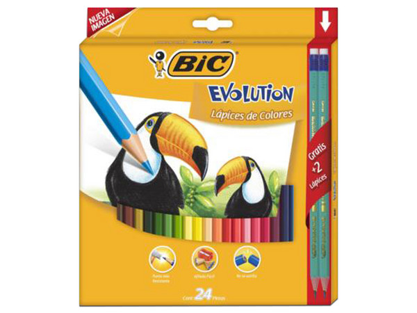 Colores Bic Evolution, Caja con 24 Piezas.
