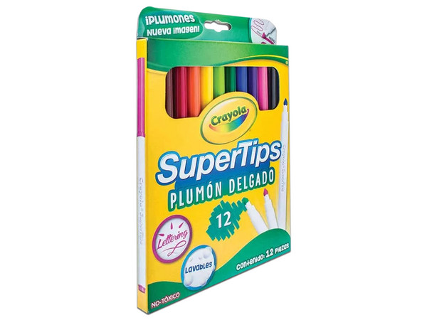 Plumones Crayola SuperTips, Lavable, Caja con 12 Pieza.