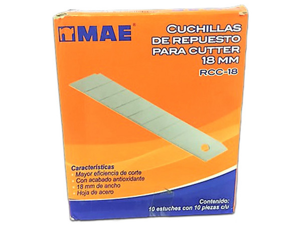 Cuchillas de Repuesto MAE RCC-18 para Cutter, 18mm de ancho, 10 ...
