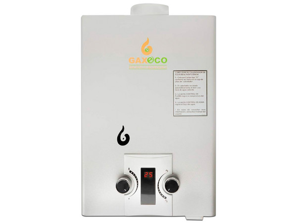 Boiler de paso GaxEco ECO9000, gas LP, 9L, color blanco.
