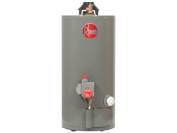 Boiler de depósito Rheem 29V20S, gas natural, 76 Litros/Hora, color gris.