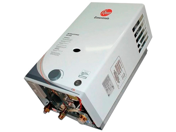 Boiler de paso Rheem HDEI-MX06P, gas natural, 6L, color blanco.