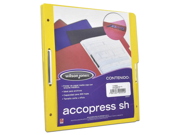 Folder ACCO Brands P4552 Accopress Tamaño Carta con Broche, Color Amarillo.