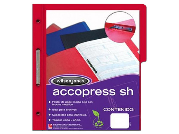 Folder ACCO Brands P4557 Accopress Tamaño Carta con Broche, Color Rojo.