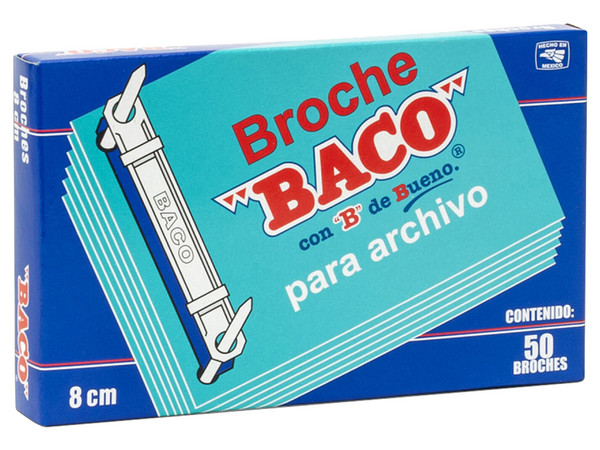 Broche para Archivo BACO BB004, 8cm, Paquete con 50 piezas.