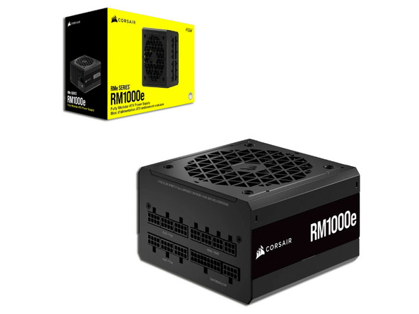 Fuente de Poder Corsair RM1000e de 1000W, Full Modular, ATX, 80 Plus Gold.