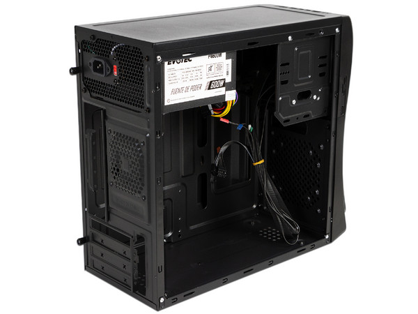 Gabinete Evotec EV-1014, Micro-ATX, Fuente de Poder de 600 W, Color Negro.
