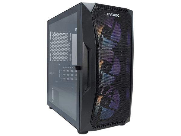 Gabinete Evotec Seoul, Micro-ATX, (No Incluye fuente de poder). Color Negro.