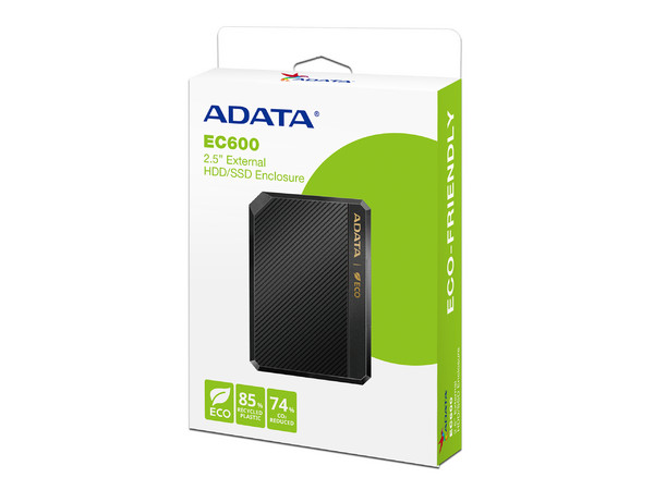 Carcasa ADATA EC600 para HDD/SSD de 2.5", USB 3.2. Color Negro