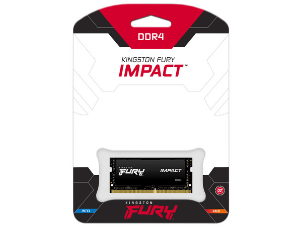 Memoria SODIMM Kingston FURY Impact DDR4 PC4-25600 (3200MHz), CL20, 16GB.