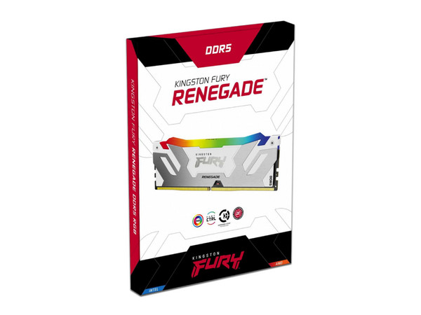 Memoria DIMM Kingston FURY Renegade White RGB, DDR5 6400MT/s, CL32, 16GB.