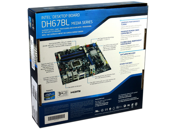 T. Madre Intel DH67BL-B3, ChipSet Intel H67 Exp., Soporta: Core i7/i5 ...