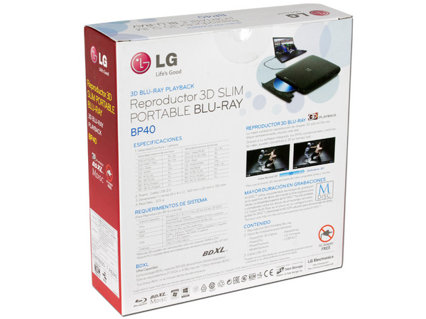 Quemador Slim Externo de Blu-ray, DVD y CD LG BP40, reproduce Blu-ray ...