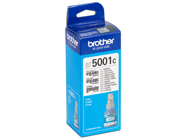 Botella de Tinta Brother, color Cian, Modelo: BT5001C, Alto Rendimiento.