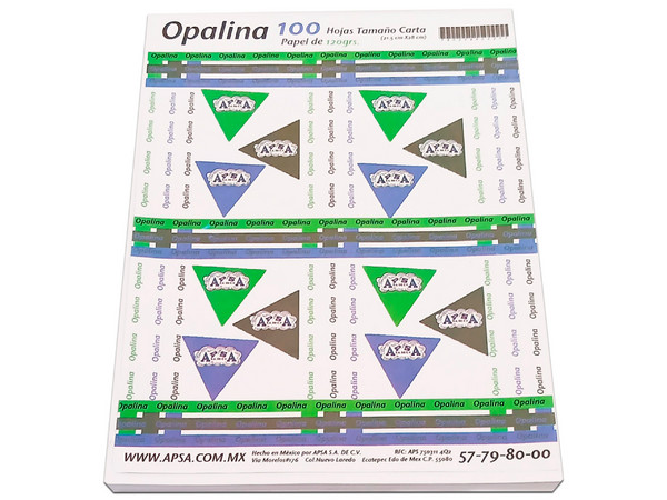 Papel Opalina APSA M401, Tamaño Carta, Paquete con 100 Piezas, 120GR, Color Blanco.