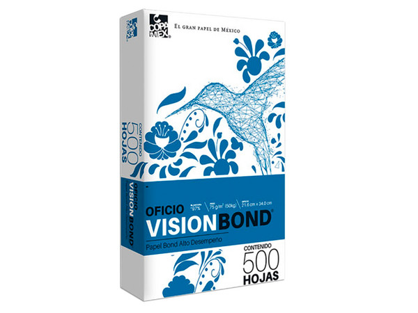 Papel Bond CopaMex Vision tamaño Oficio, Blancura de 93%, 5000 hojas.
