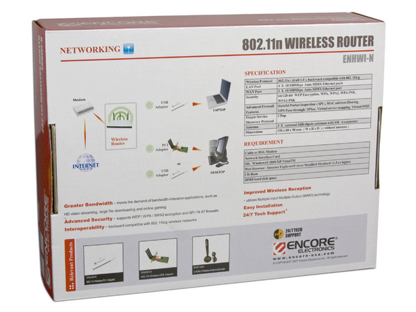 Router Encore Wireless 802.11n, 4 Puertos.