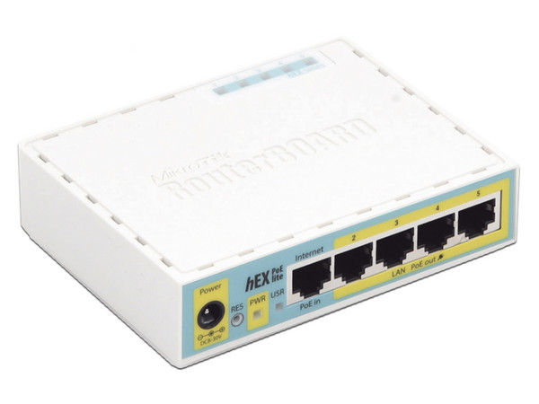 Ruteador MikroTik hEX PoE Lite de 5 puertos Gigabit Ethernet 10/100 ...