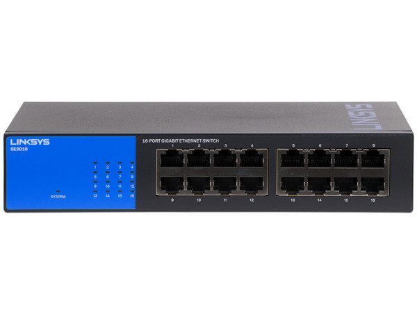 Switch Linksys SE3016 de 16 puertos RJ-45 10/100/1000 Mbps.